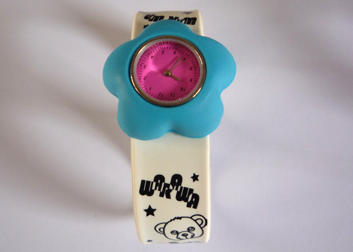 Flower shape slap up watch , silicone slap wrap bracelet watch with ...